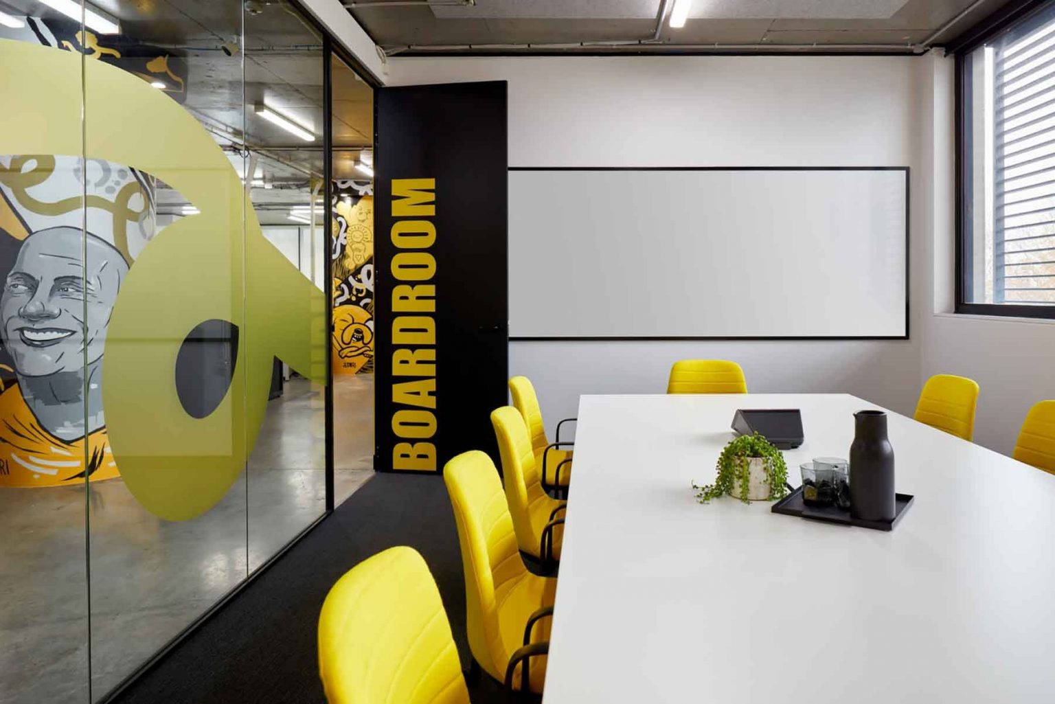 Graphic elements and signage in the offices
