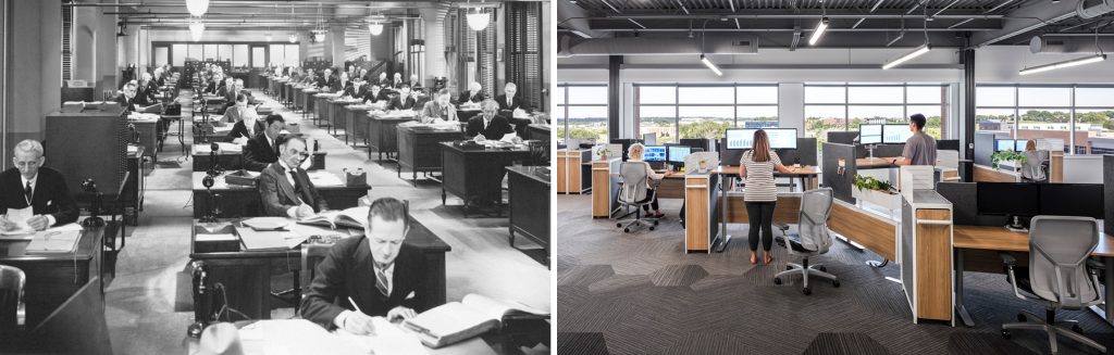 Oficinas antiguas versus oficinas modernas