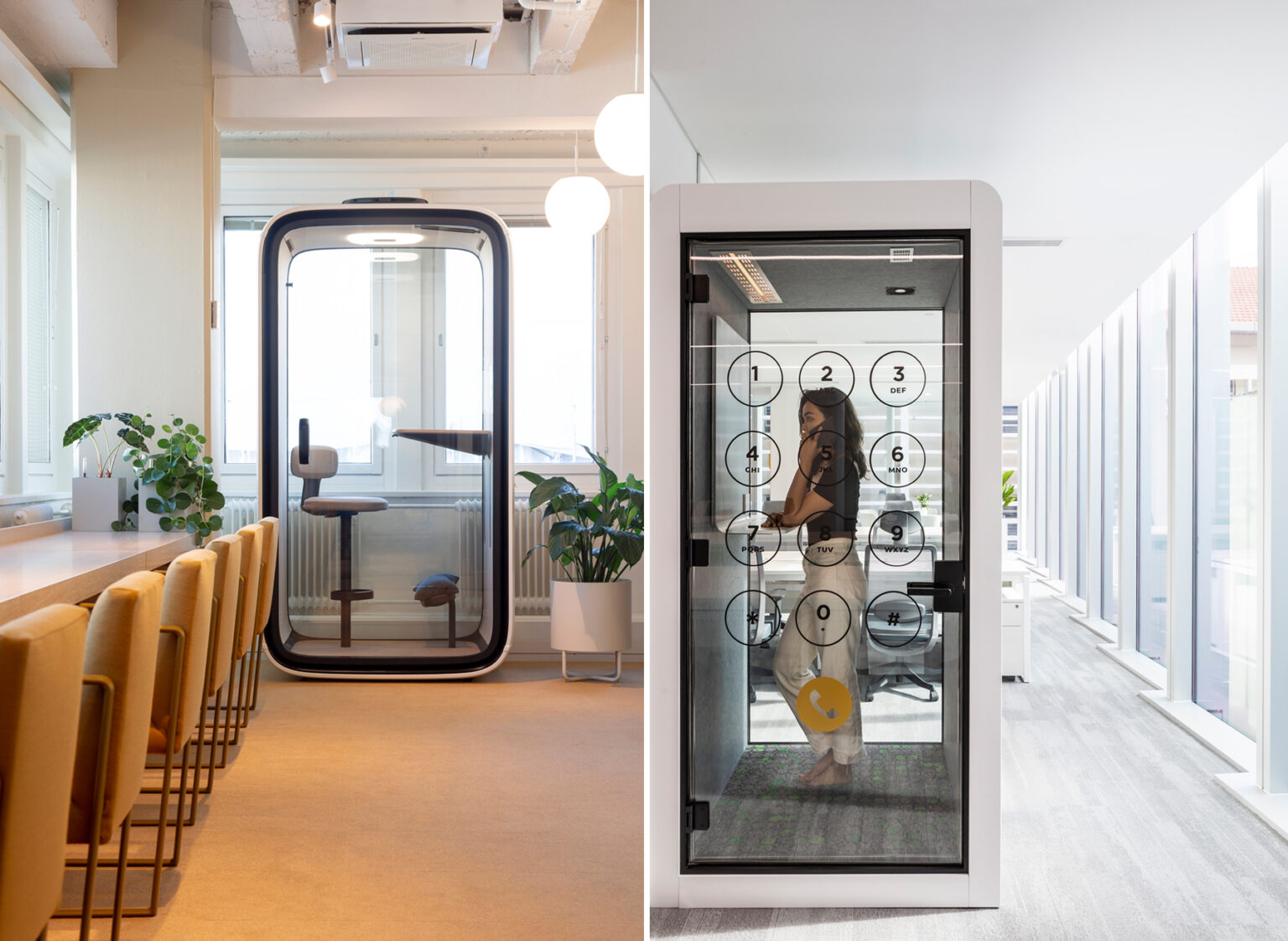 Phone boots and acoustic booths in offices